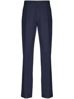 FERRAGAMO Logo Plaque Cotton Straight-leg Trousers - Black