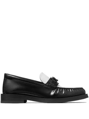 JIMMY CHOO Addie Logo-plaque Leather Loafers - Black