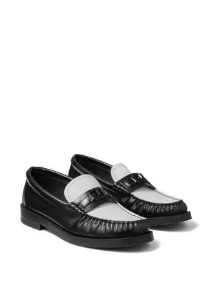 JIMMY CHOO Addie Logo-plaque Leather Loafers - Black