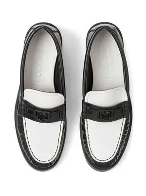 JIMMY CHOO Addie Logo-plaque Leather Loafers - Black