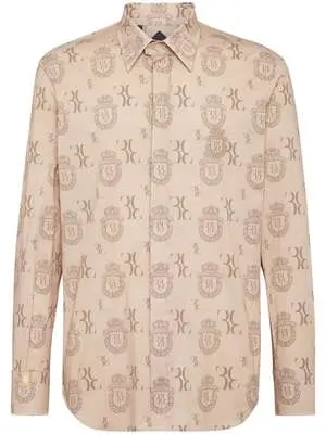 BILLIONAIRE Logo-print Stretch-cotton Shirt - Neutrals