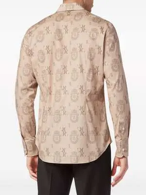BILLIONAIRE Logo-print Stretch-cotton Shirt - Neutrals