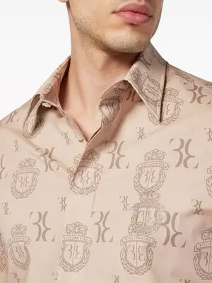 BILLIONAIRE Logo-print Stretch-cotton Shirt - Neutrals