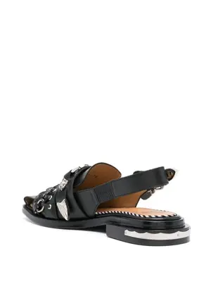 Toga Embellished Leather Sandals - Black