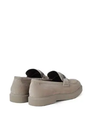 Brunello Cucinelli Suede Monili Detail Penny Loafers - Neutrals