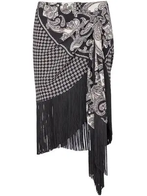 Balmain Fringed Paisley-print Miniskirt