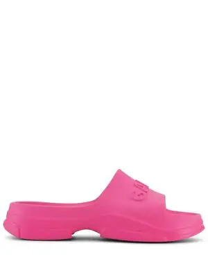 GANNI Slide Sandal With Logo Fuchsia