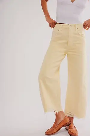Citizens Of Humanity Ayla Raw Hem Crop Jeans Limoncello