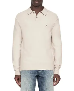 ALLSAINTS Statten Regular Fit Polo Collar Sweater - Cloudy White