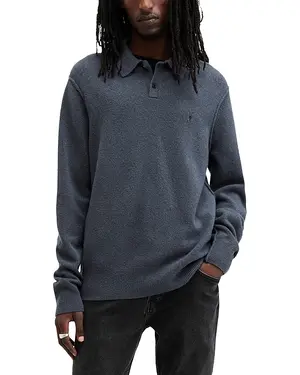 ALLSAINTS Statten Regular Fit Polo Collar Sweater Smith Blue