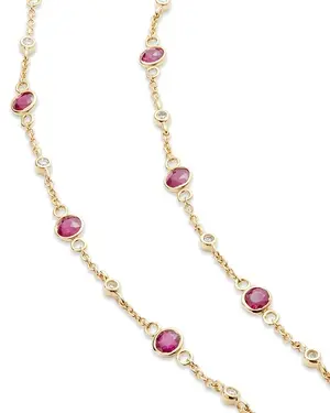 Bloomingdale'S 14k Yellow Gold Ruby And Diamond Collar Necklace