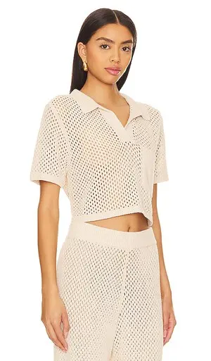 Onia Crochet Cropped Polo Top
