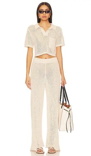 Onia Crochet Cropped Polo Top