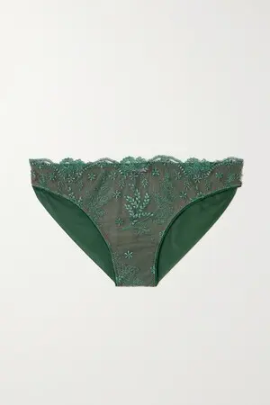 I.D. Sarrieri Net Sustain Siracusa Dream Embroidered Tulle Briefs - Green