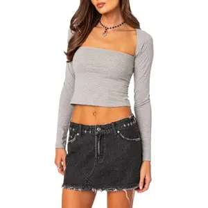 EDIKTED Wide Square Neck Crop Top