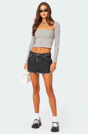 EDIKTED Wide Square Neck Crop Top