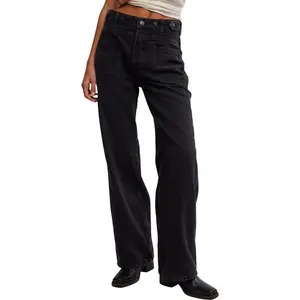Free People We The Free Palmer Cuffed Baggy Jeans - Outer Space