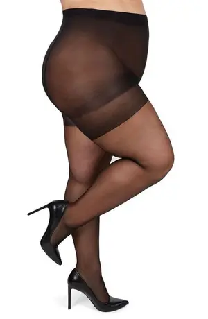 MEMOI 2-pack Curvy Silky Sheer Tights - Black