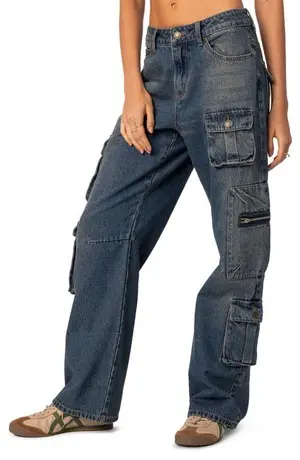 EDIKTED Baggy Boyfriend Cargo Jeans