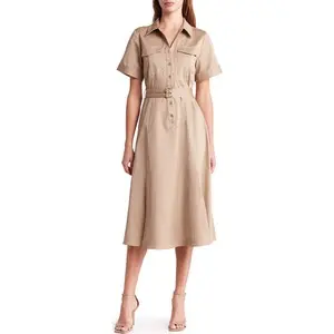 DU PARADIS Belted Cotton Shirtdress