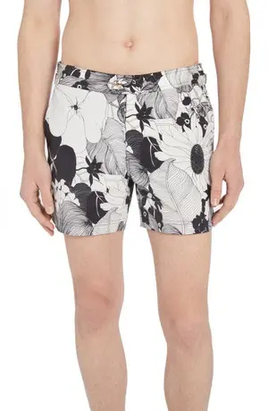 TOM FORD Monochromatic Floral Compact Poplin Swim Trunks
