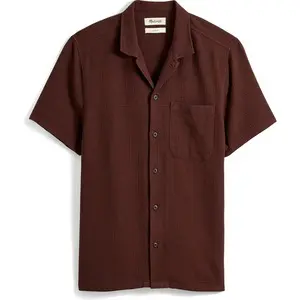 Madewell Woven Waffle Cotton Easy Shirt Dark Coffee