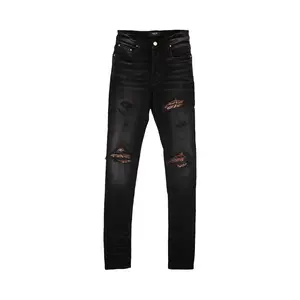 Amiri Distressed Mx1 Bandana Skinny Jeans - Black