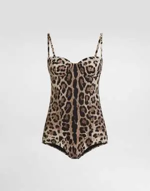 Dolce & Gabbana Dolce & Gabbana Leopard Print Balconette One-Piece Swimsuit Multicolor