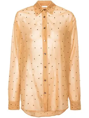 Oseree Rhinestoned Cotton Blend Shirt