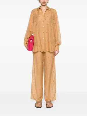 Oseree Rhinestoned Cotton Blend Shirt