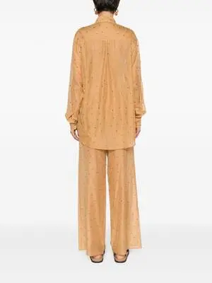 Oseree Rhinestoned Cotton Blend Shirt