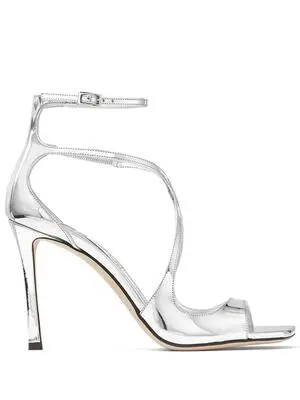 JIMMY CHOO Azia 95mm Leather Sandals - Silver