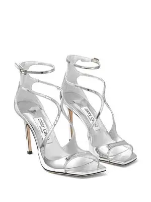 JIMMY CHOO Azia 95mm Leather Sandals - Silver