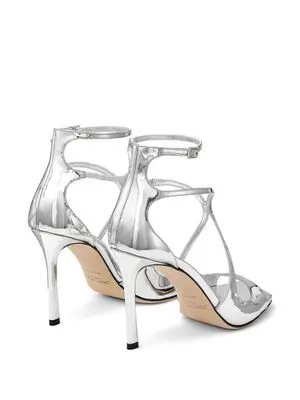 JIMMY CHOO Azia 95mm Leather Sandals - Silver