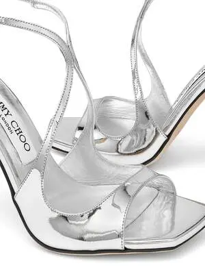 JIMMY CHOO Azia 95mm Leather Sandals - Silver
