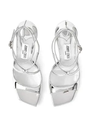 JIMMY CHOO Azia 95mm Leather Sandals - Silver