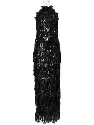 Carolina Herrera Sequin Embellished Halterneck Gown - Black