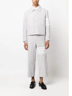 Thom Browne Unconstructed 4-bar Seersucker Jacket