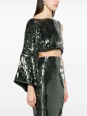 TALLER MARMO Sequinned Asymmetric Top - Silver