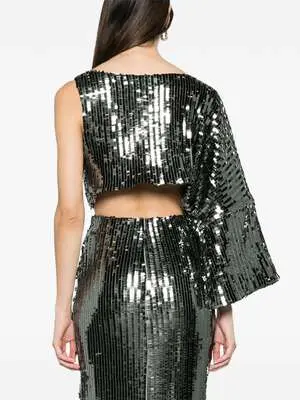 TALLER MARMO Sequinned Asymmetric Top - Silver