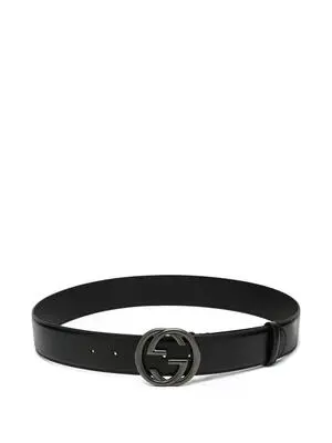 Gucci Interlocking G Leather Belt - Black