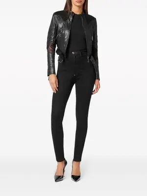 Philipp Plein Lace-embellished Leather Jacket