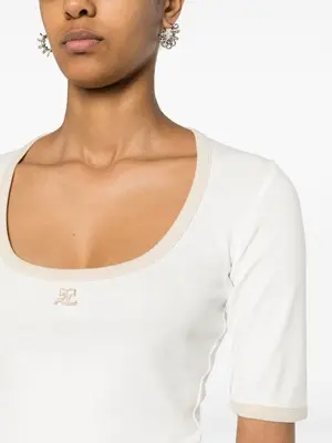 COURREGES Holistic Contrast Cotton T-shirt - White