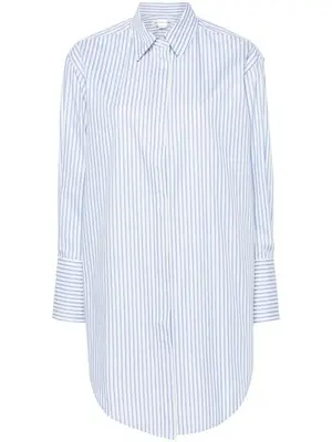 Victoria Beckham Striped Organic Cotton Shirt - Blue