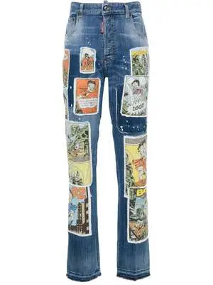 Dsquared2 Patch-detail Straight-leg Jeans