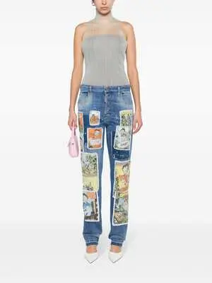 Dsquared2 Patch-detail Straight-leg Jeans