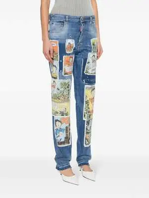 Dsquared2 Patch-detail Straight-leg Jeans