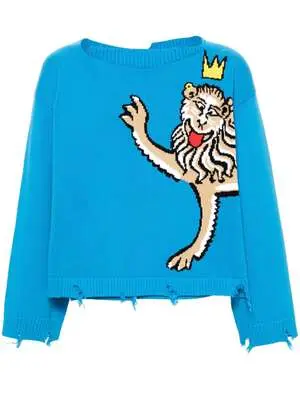 CHARLES JEFFREY Distressed Cotton Jumper - Blue