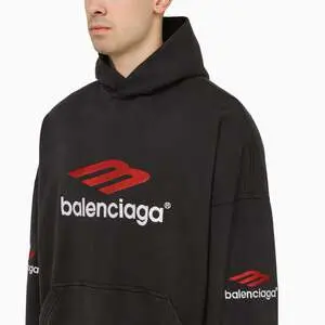 Balenciaga Icon B Sport Hoodie /Red - Black | Editorialist