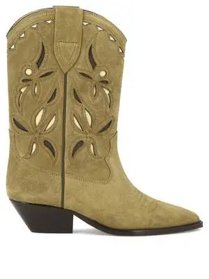 Isabel Marant Étoile Isabel Marant 'Duerto' Suede Calfskin Cowboy Boots Beige